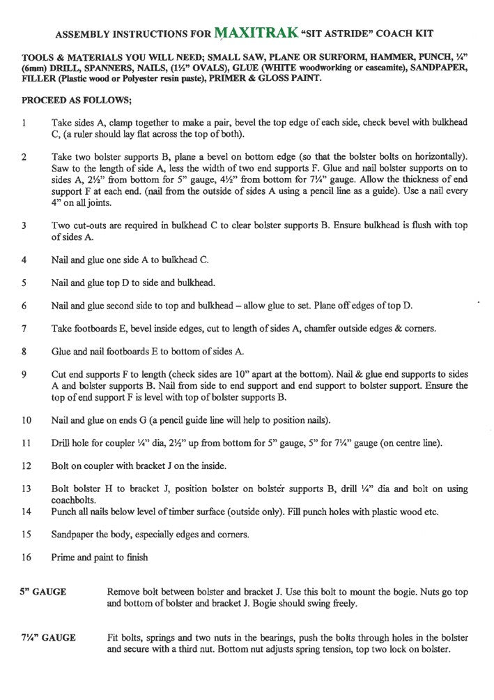 Sit Astride Wagon Instruction Manual – Maidstone Engineering Supplies